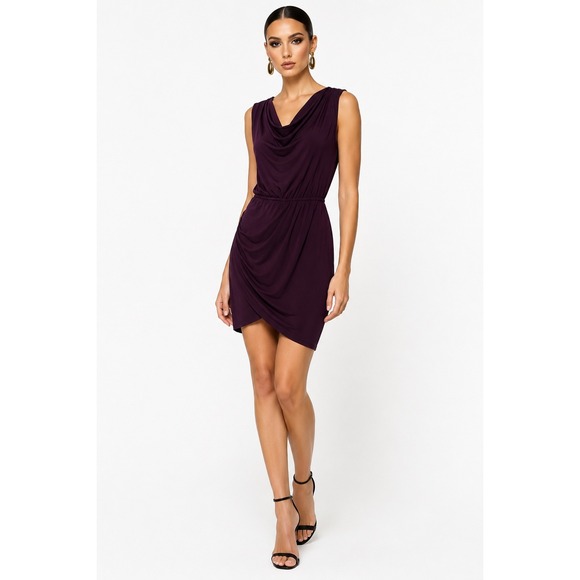nine britton | Dresses | Nine Britton Plum Purple Cowl Neck Draped ...